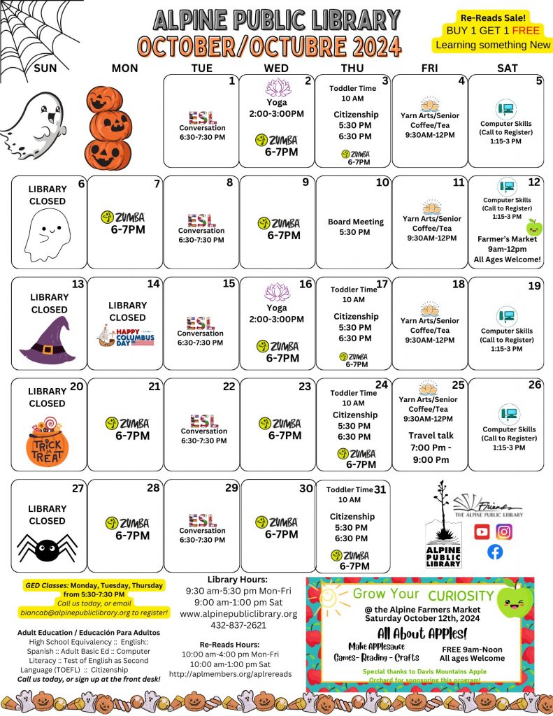 Calendar : Alpine Public Library