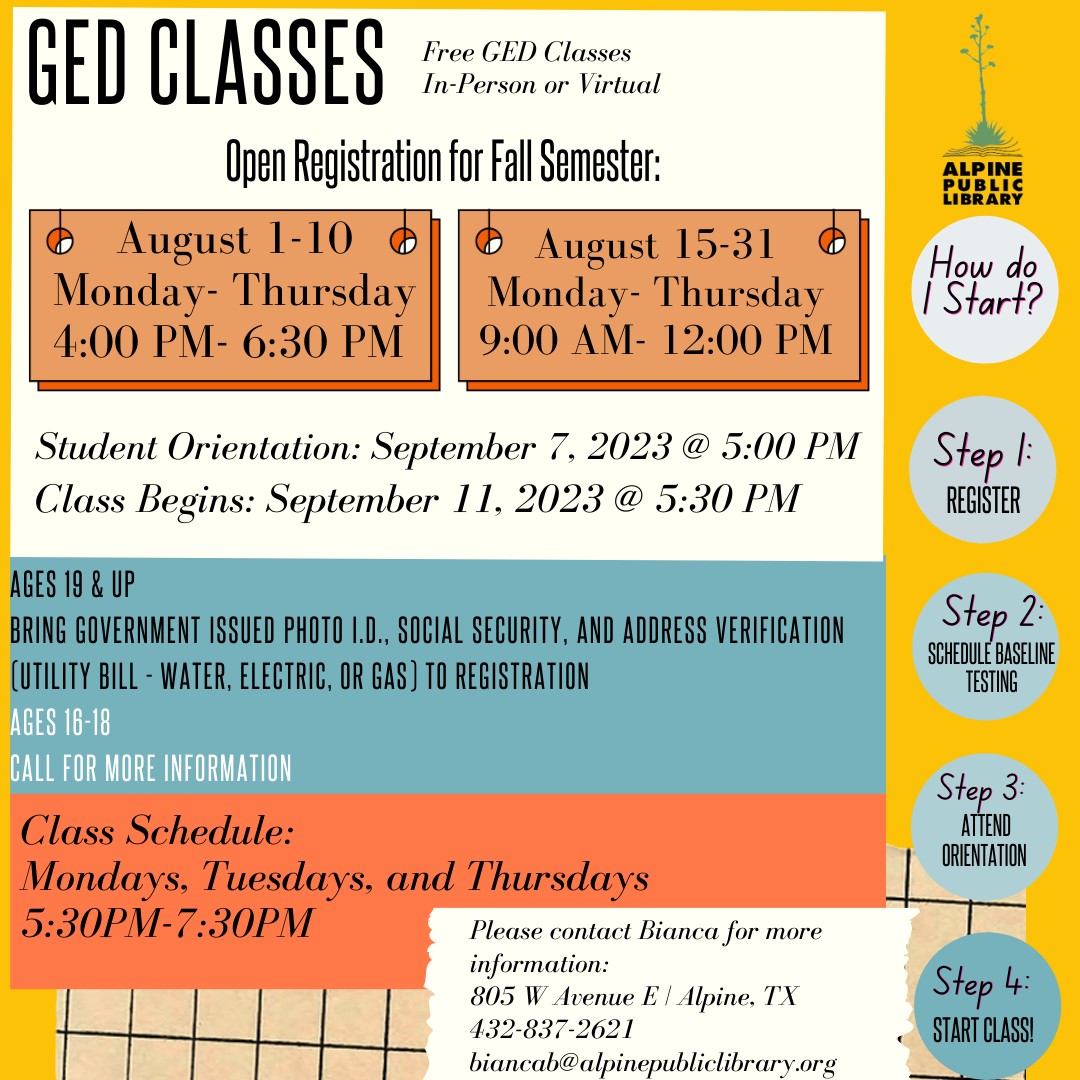 Registration for HSE classes at APL : Alpine Public Library